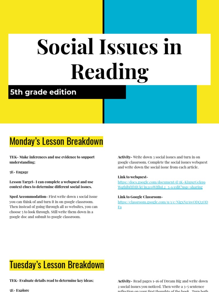 Social Issues in Reading: 5th Grade Edition | PDF | Behavior ...