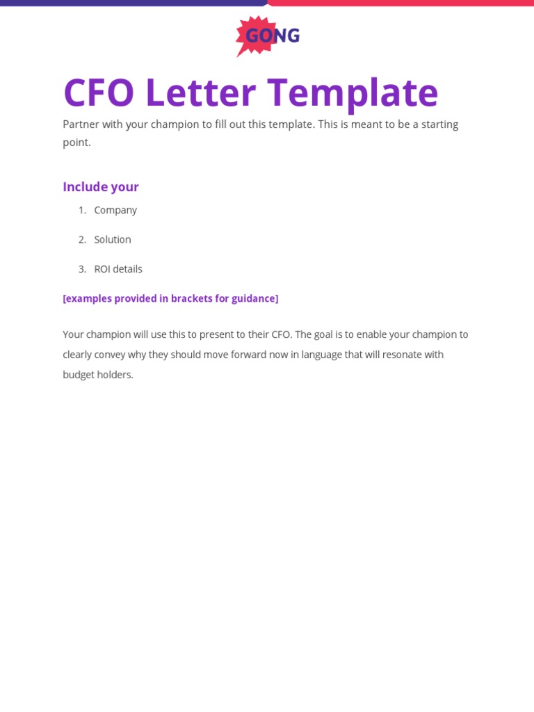 CFO Letter Template: Include Your | Download Free PDF | Business ...
