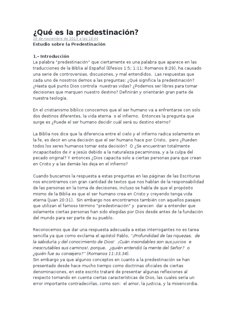 Qué Es La Predestinación | PDF | calvinismo | Agustín De Hipopótamo
