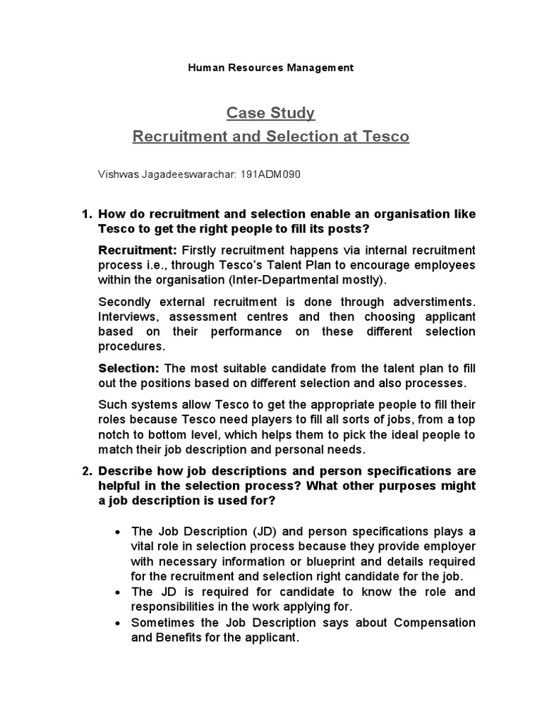Tesco Recruitment and Selection Process | PDF | Recruitment | Applied ...