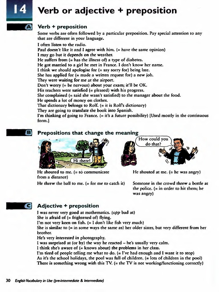 Preposition With Verbs and Adjectives | PDF