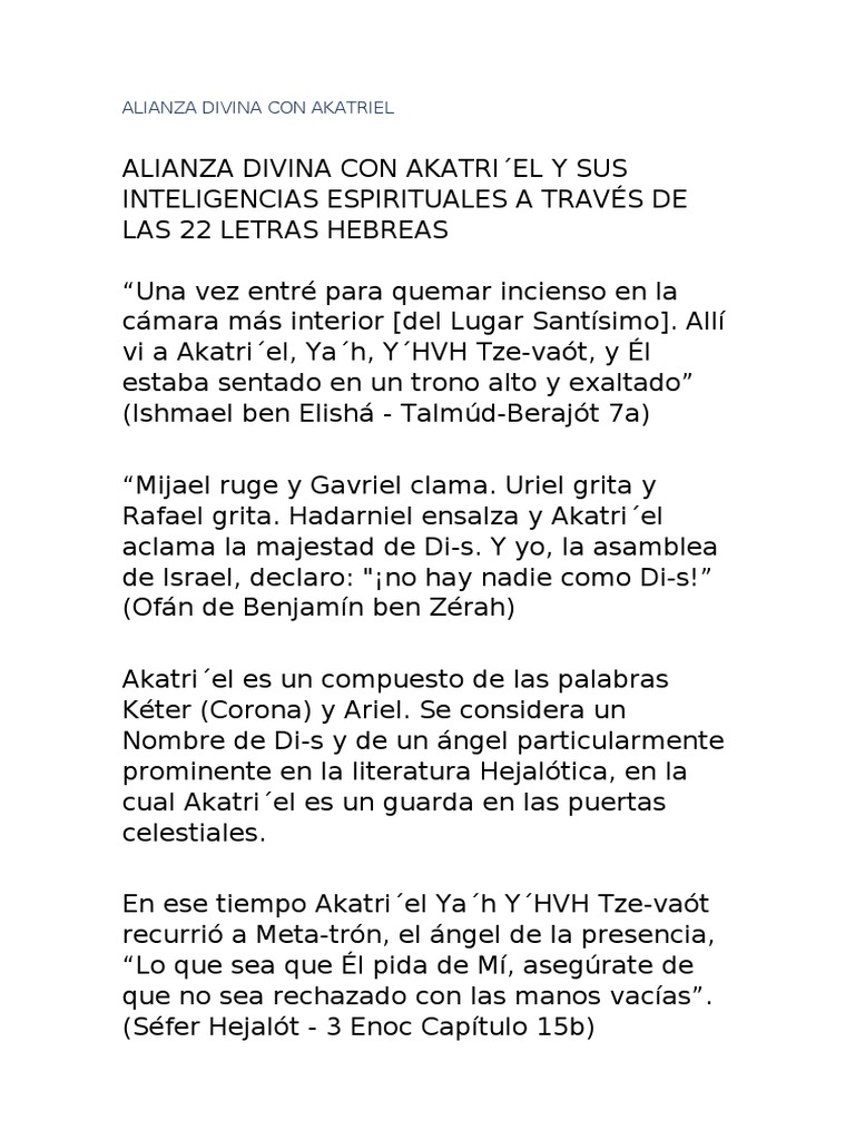 Aliança Divina Com Akatriel | PDF | Religión y espiritualidad