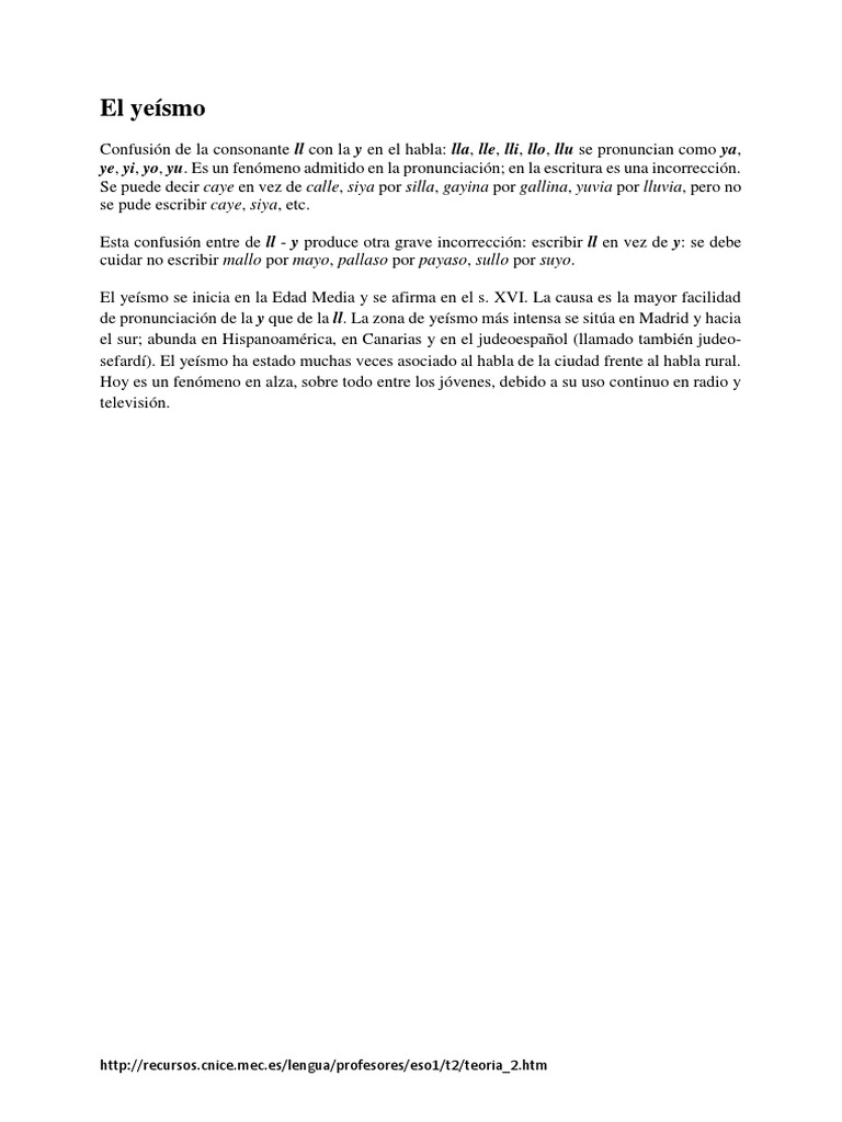 Fonética - El Yeísmo | PDF | Viajes y turismo