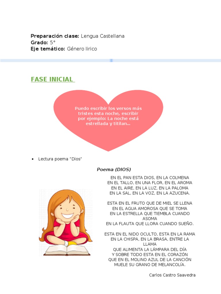 Actividades del Género Lírico en 5° | PDF | Rima | Canciones