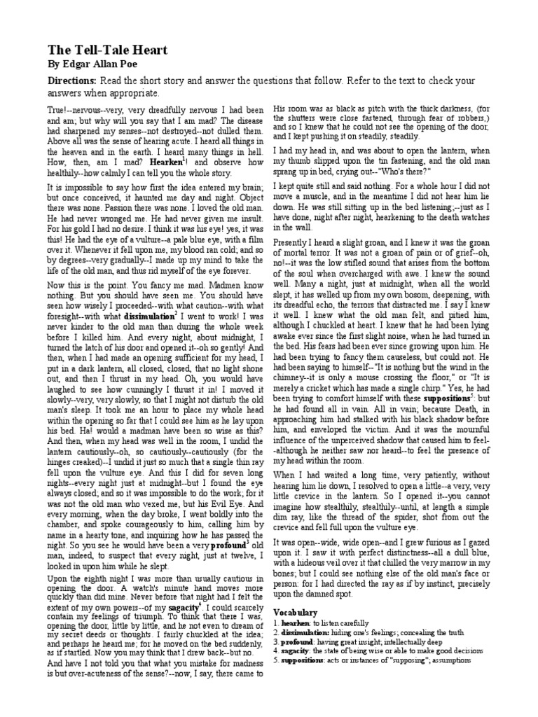 The Tell-Tale Heart: Answers When Appropriate | PDF | Narration