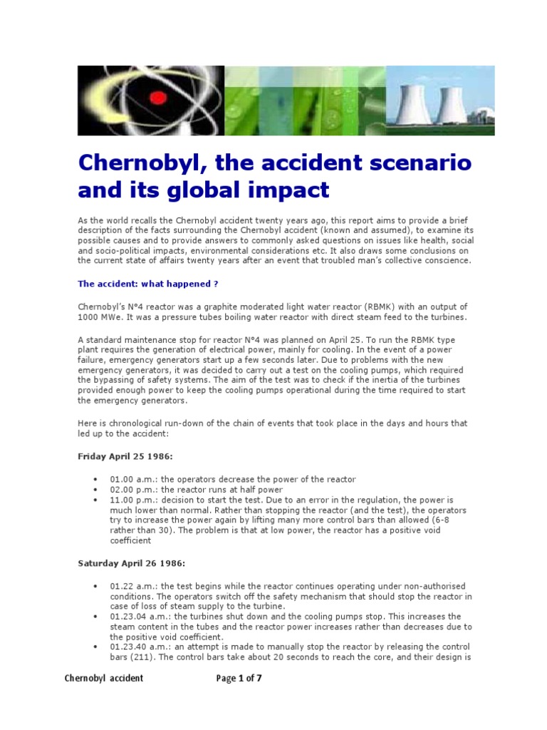 Chernobyl, The Accident Scenario and Its Global Impact | PDF ...