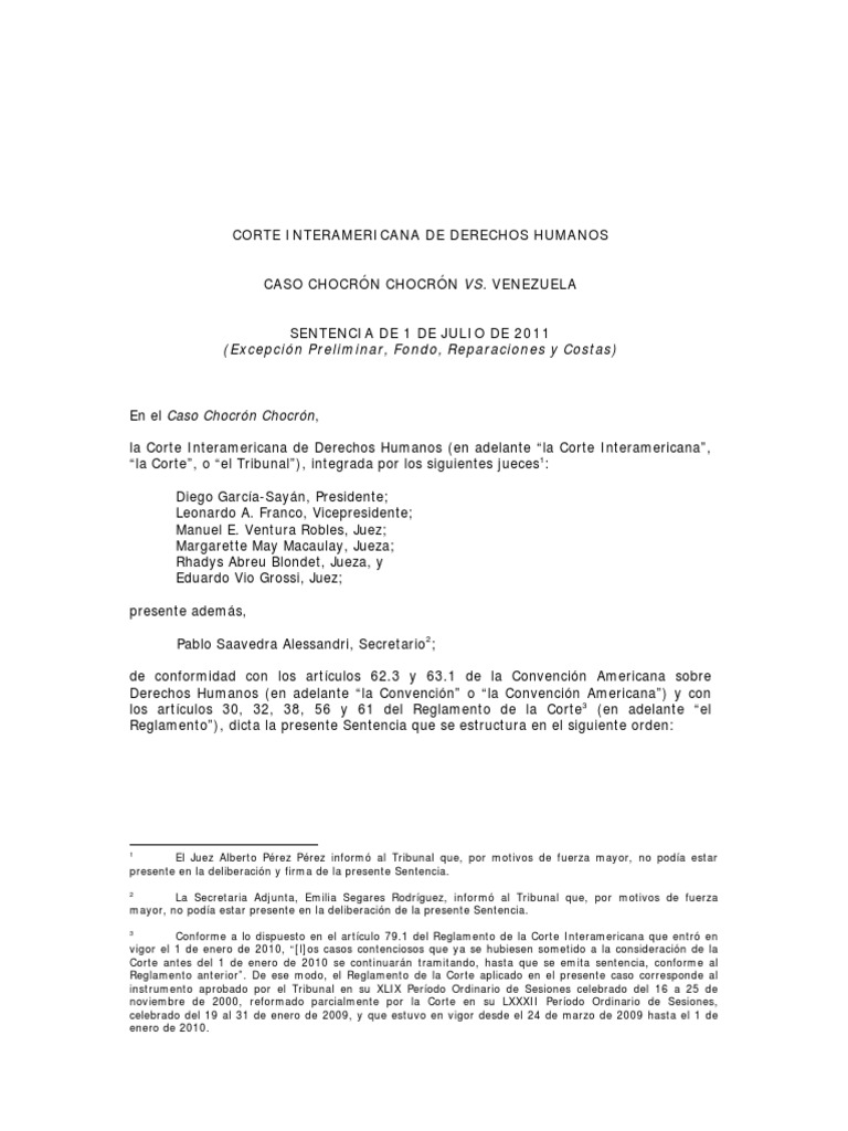 Caso Chocrón Chocrón Vs Venezuela PDF | PDF | Caso de ley | Evidencia (ley)