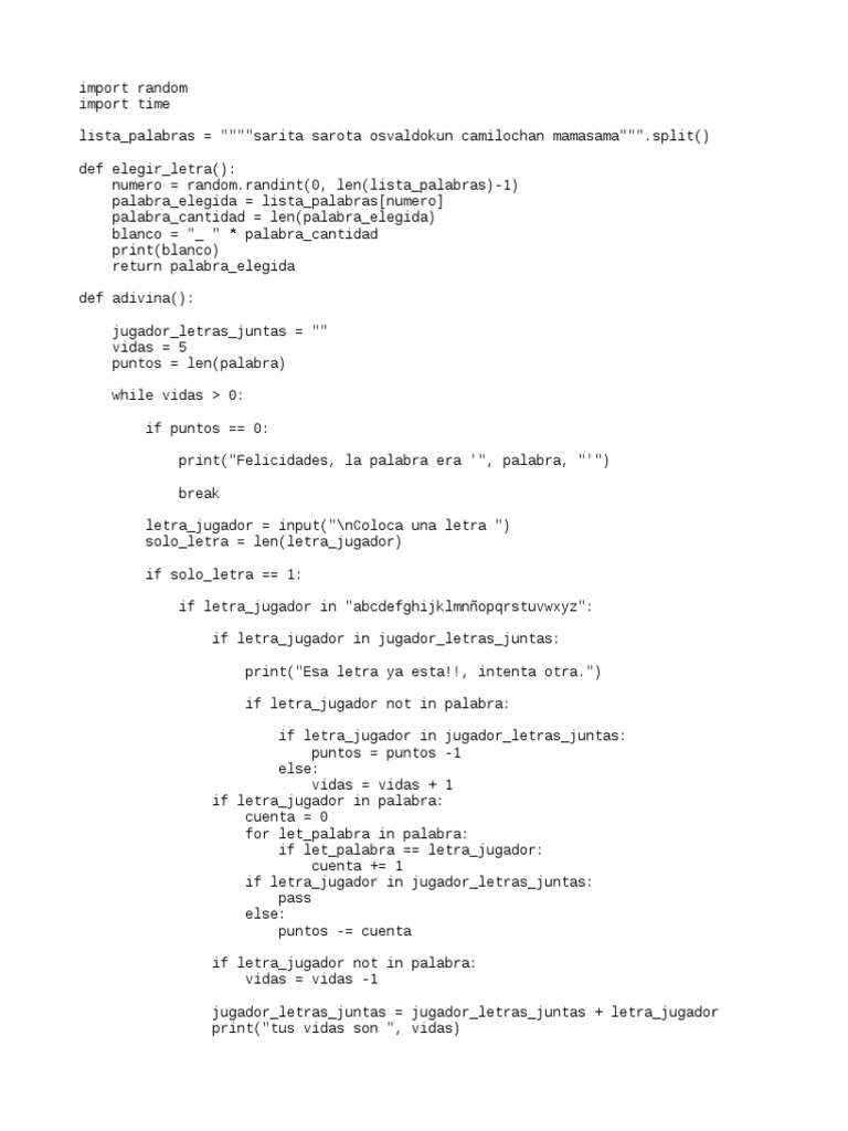 Ahorcado Python (Desarrollo e Idea General) | PDF | Programación de computadoras | Informática y ...