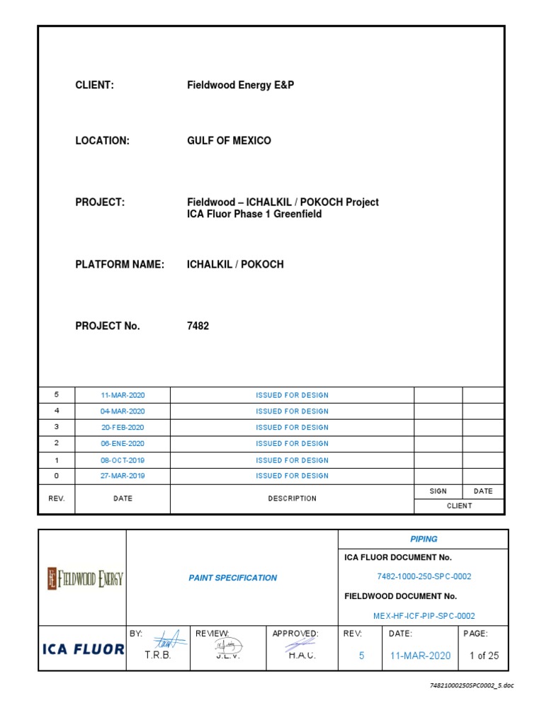 Fieldwood Energy E&P - Paint Specification for the ICHALKIL / POKOCH ...