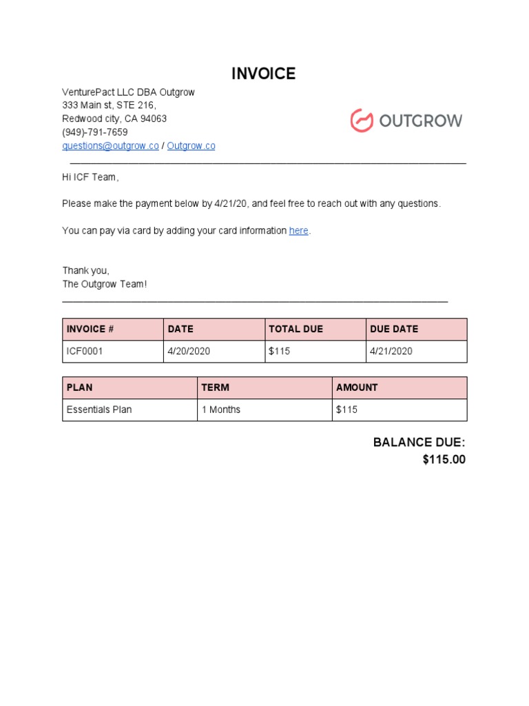 Outgrow and ICF Card Invoice Apr 2020 PDF | PDF