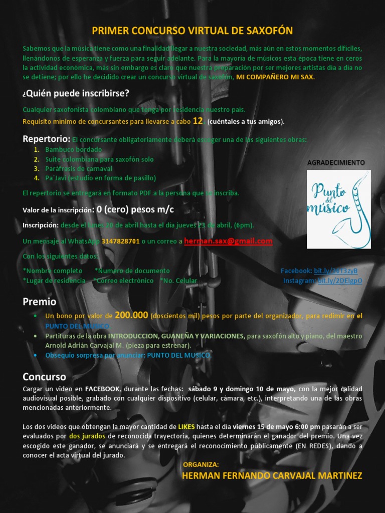 Concurso Virtual de Saxofon. | PDF | Saxofón | Facebook
