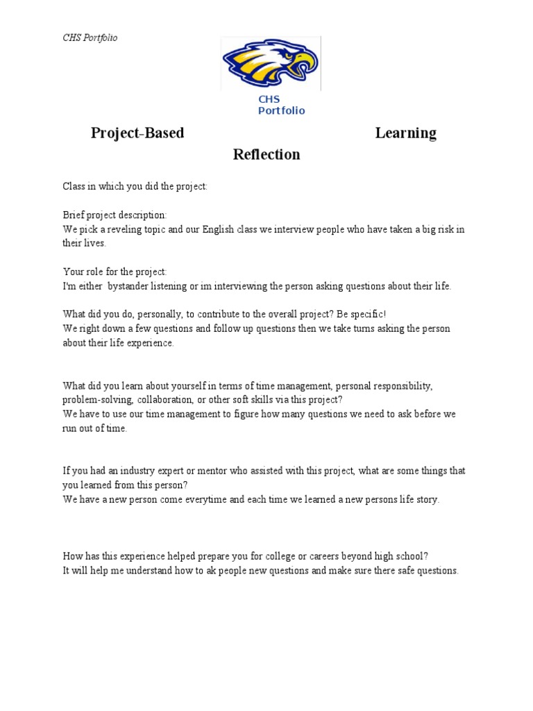 PBL Reflection | PDF