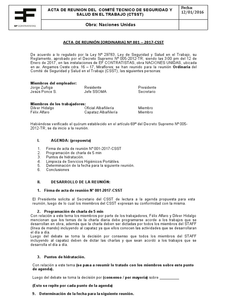 Acta de Reunion | PDF | Toma de decisiones por consenso | Naciones Unidas