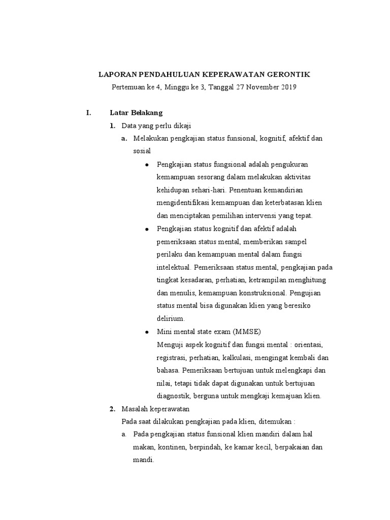 Laporan Pendahuluan Keperawatan Gerontik 2 | PDF