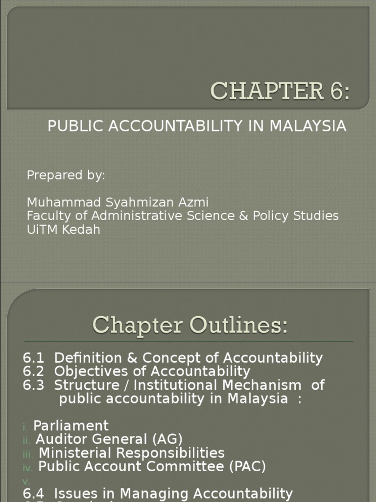 Chapter 6 - Public Accountability in Malaysia | PDF | Accountability ...