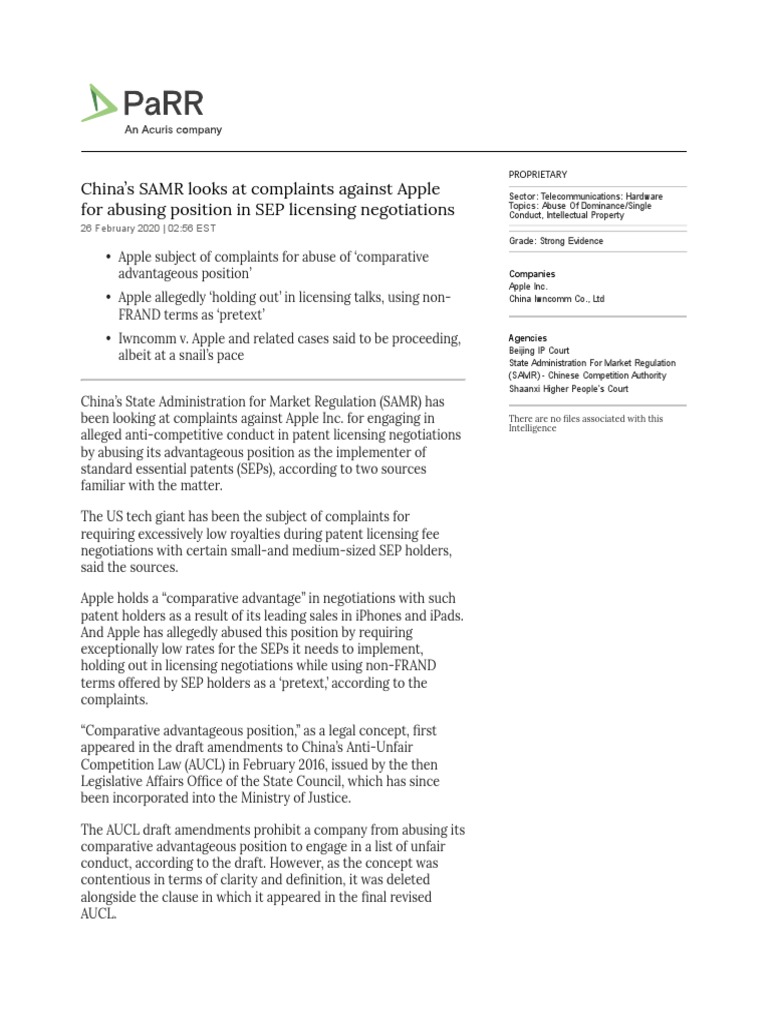 China's SAMR Looks at Complaints Against Apple For Abusing Position in ...