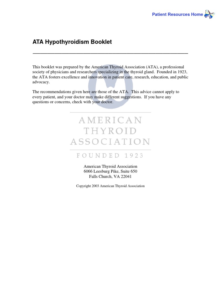 Hypothyroidism Web Booklet | PDF | Lifestyle