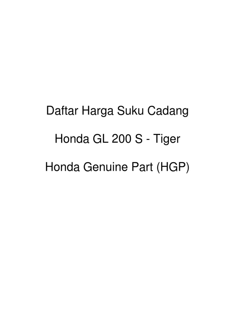 Honda GL 200 S Parts Price List | PDF | Home & Garden | Technology ...