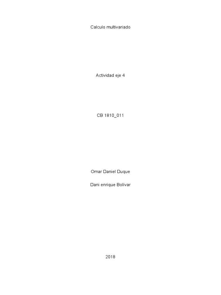 Calculo Multivariado Eje 4 | PDF | Integral | Funciones y mapeos
