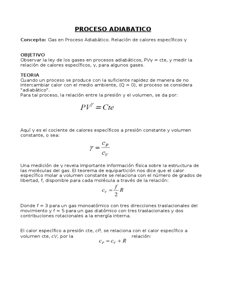 Proceso Adiabatico | PDF | Gases | Calor