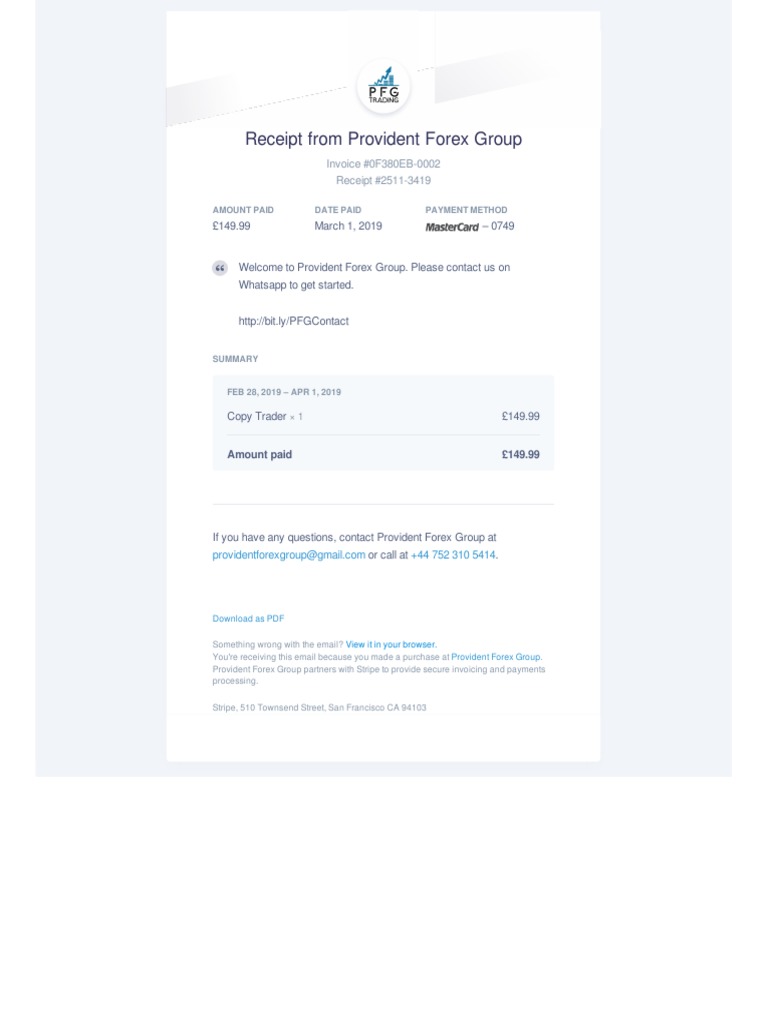 Receipt From Provident Forex Group: 149.99 March 1, 2019 - 0749 | PDF ...