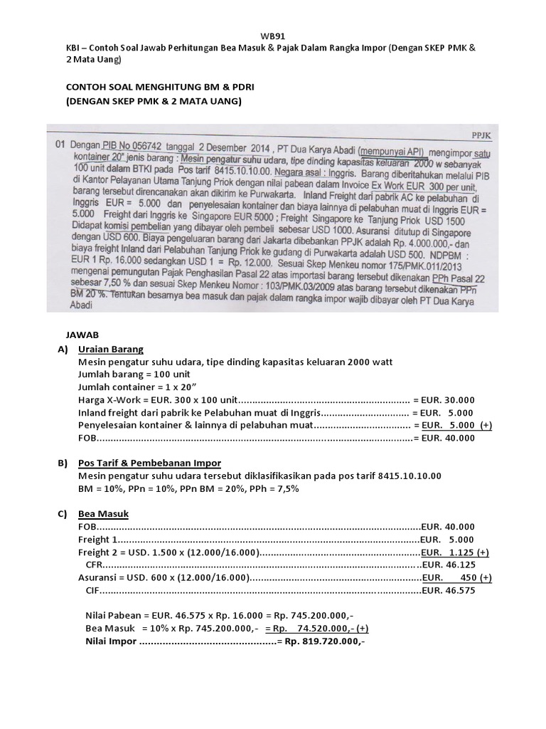 Contoh Soal Menghitung BM Pdri Skep PMK - 2 Mata Uang | PDF