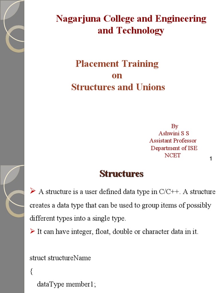 Structures and Unions in C/C++ | PDF | Notation | Software Engineering