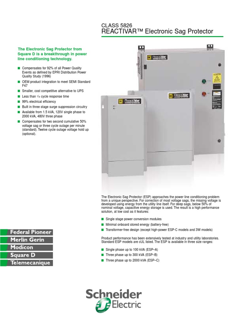 REACTIVAR™ Electronic Sag Protector: CLASS 5826 | PDF | Mains ...