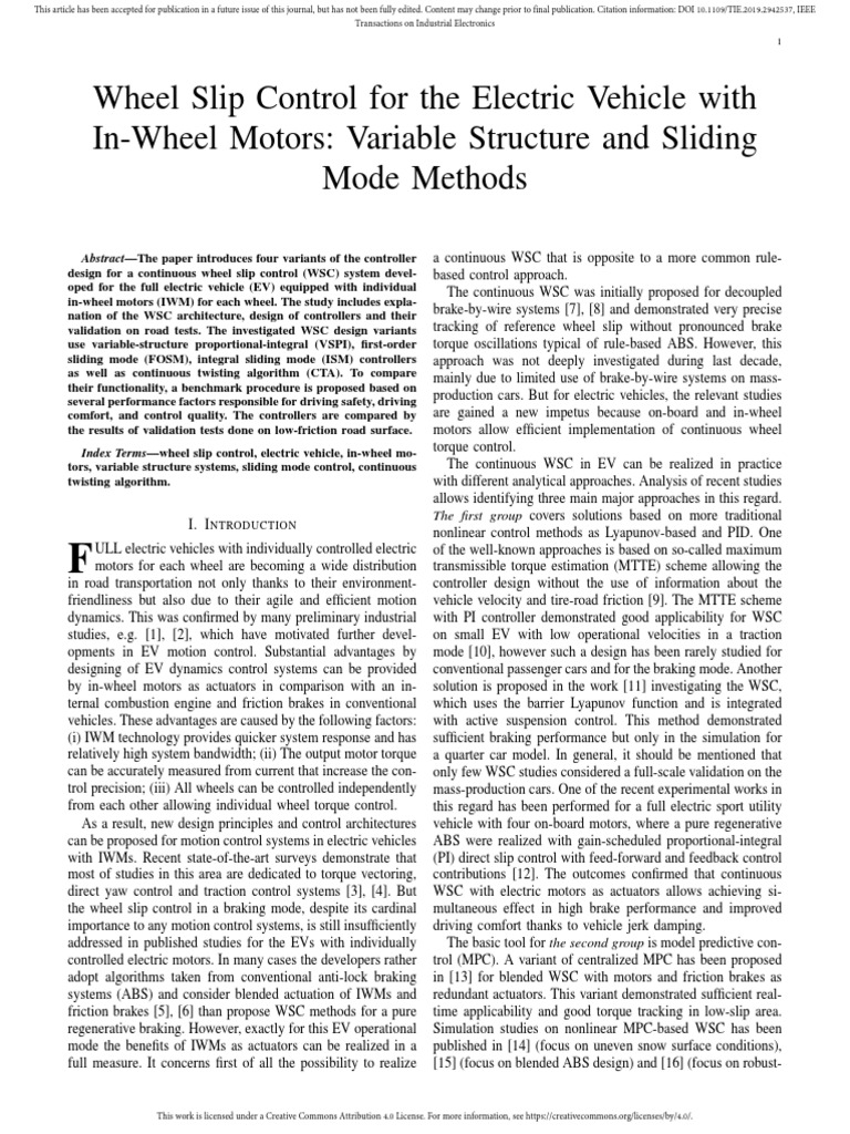 Wheel Slip Control For The Electric Vehicle With I | PDF | Anti Lock ...