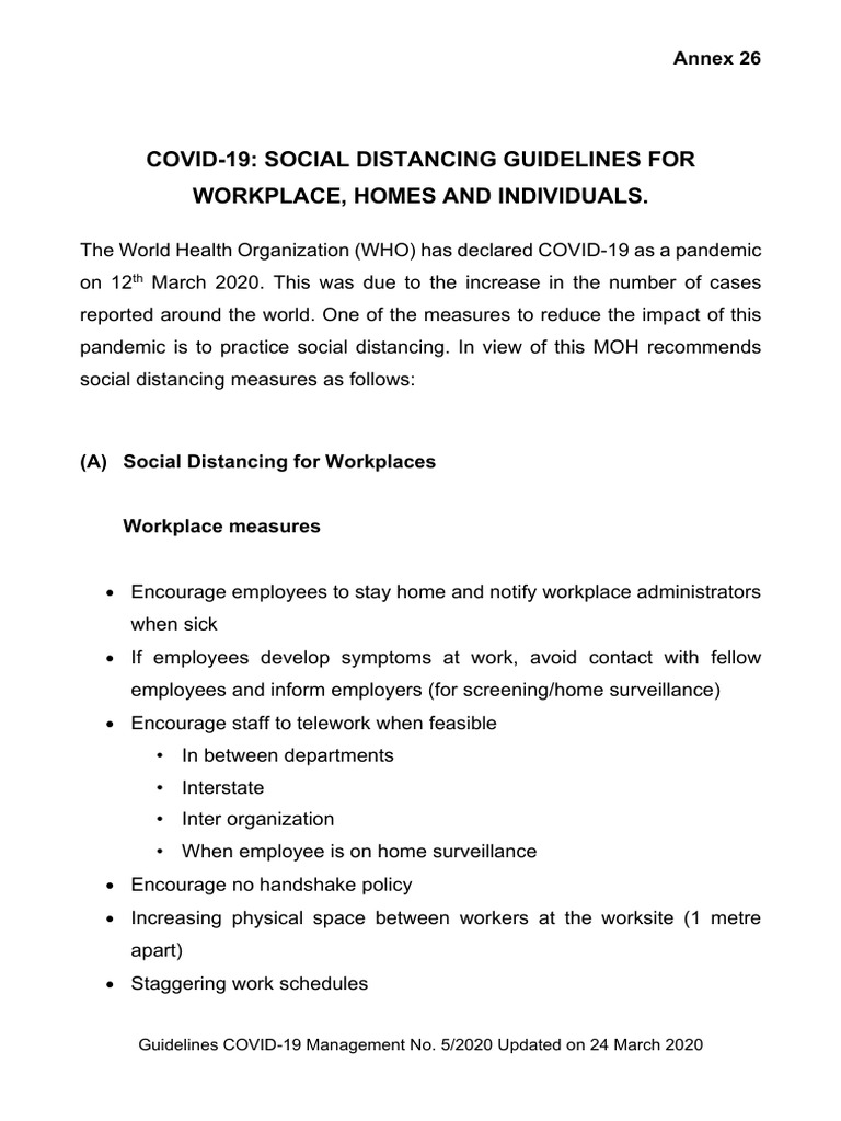 COVID-19 Social Distancing Guidelines | PDF | Centers For Disease ...