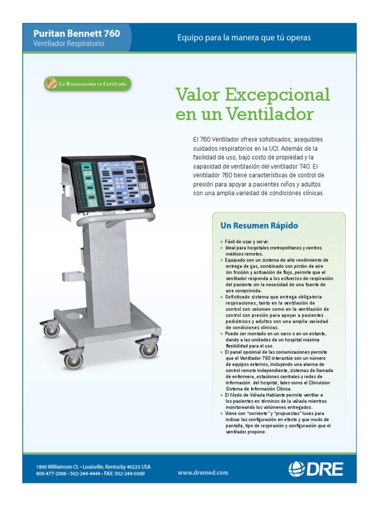 Ventilador Puritan Bennett 760: Resumen y Usos | PDF | Hospital y ...