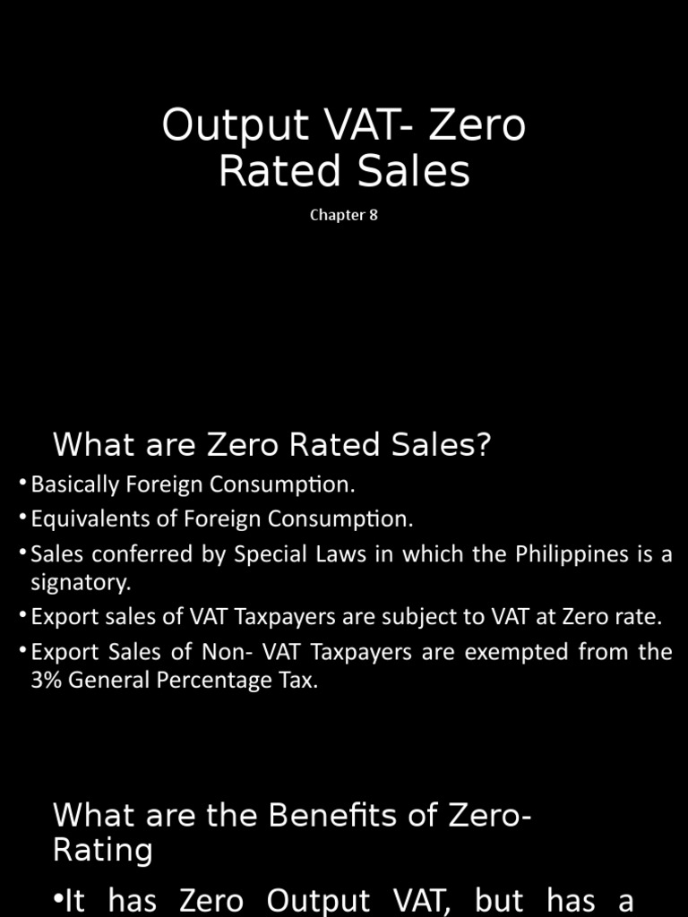 Understanding Zero Rated Sales in VAT | PDF | Value Added Tax | Tax ...
