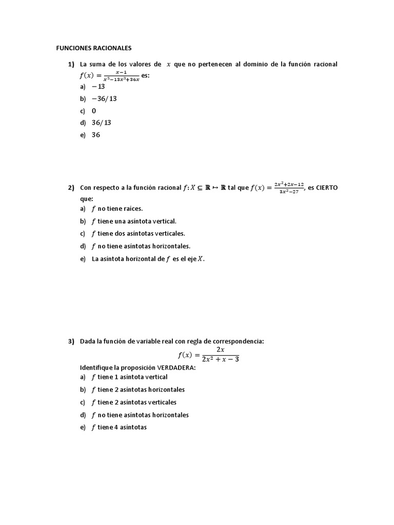 Funciones Racionales y Polinomiales PDF | Descargar gratis PDF ...