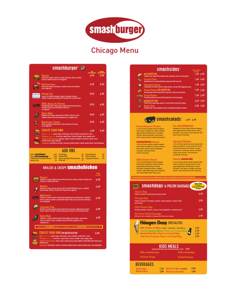 Smash Burger Menu | French Fries | Sausage