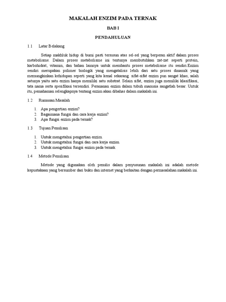 Makalah Enzim Pada Ternak | PDF