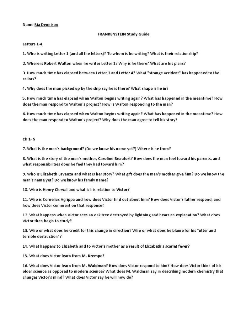 A Detailed Summary of Key Events and Characters in Mary Shelley's ...