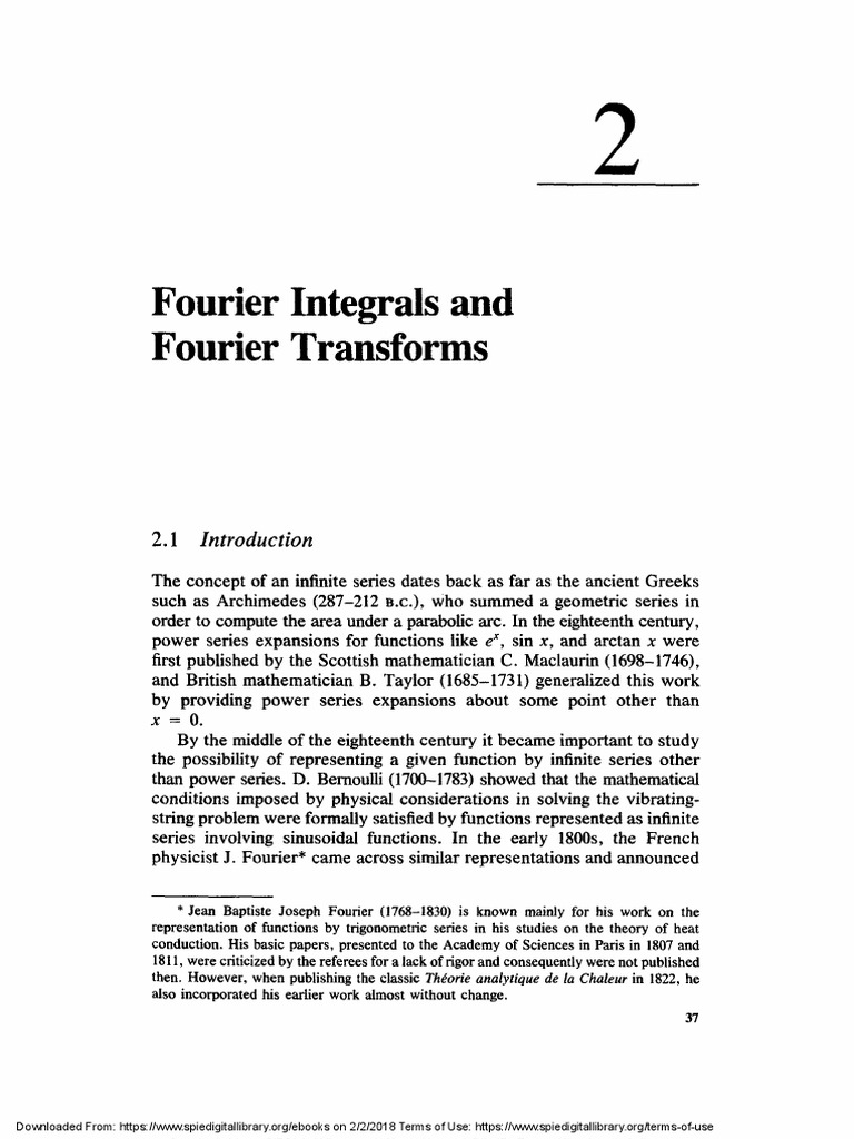 Fourier Integrals and Fourier Transforms | PDF | Fourier Series | Trigonometric Functions