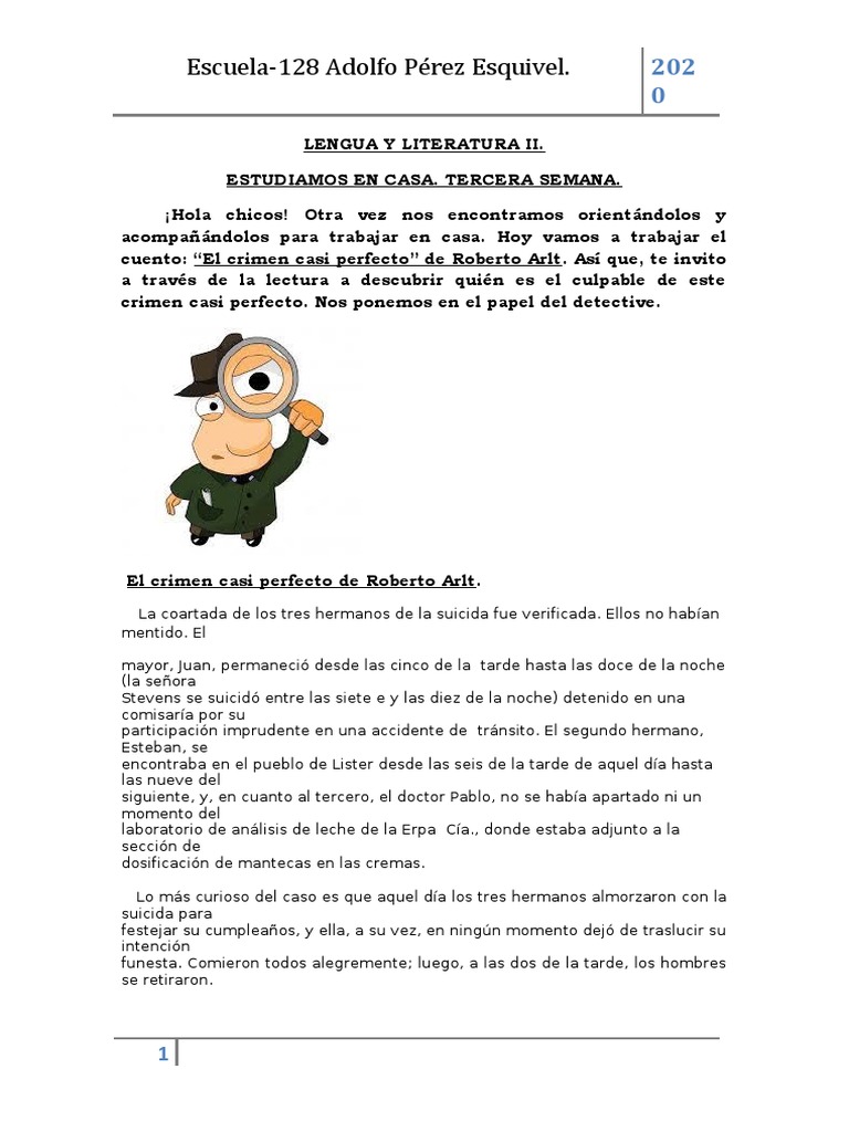 LENGUA Y LITERATURA II. El Crimen Casi Perfecto | PDF | Suicidio | Agua