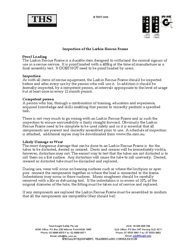 Inspection of The Larkin Rescue Frame | PDF | Manufactured Goods