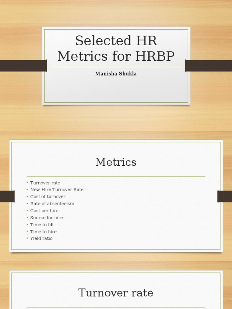 Selected HR Metrics For HRBP: Manisha Shukla | PDF | Turnover ...