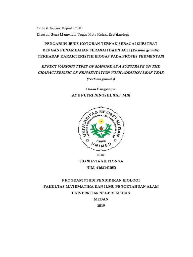 Critical Journal Report (CJR) Disusun Guna Memenuhi Tugas Mata Kuliah Bioteknologi | PDF