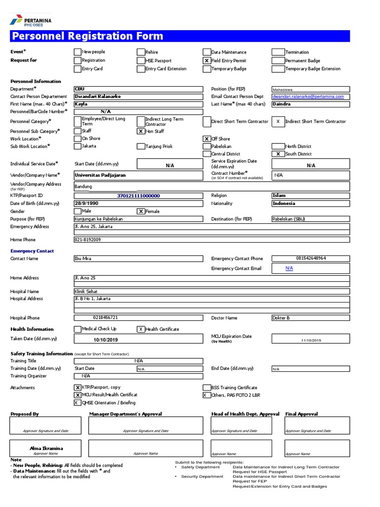 Personnel Registration Form: N/A N/A | PDF | Government Information ...