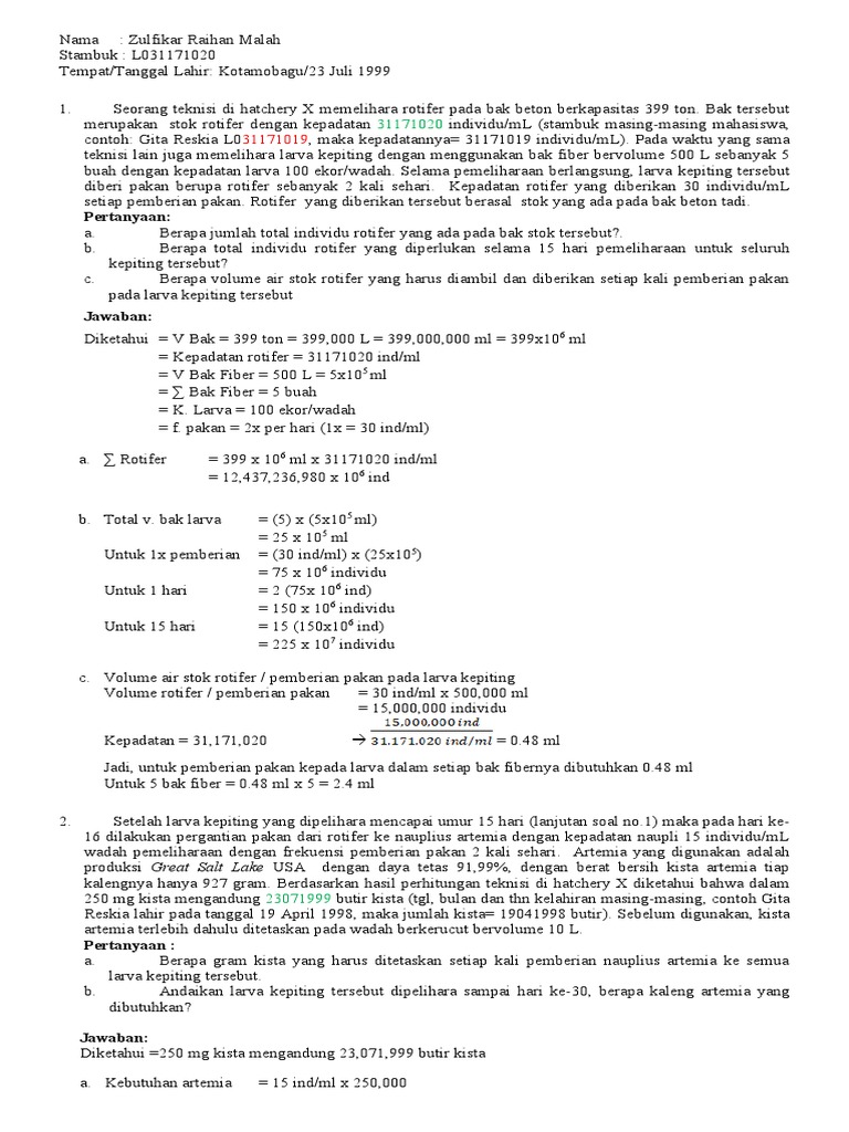 Kultur Pakan Alami | PDF