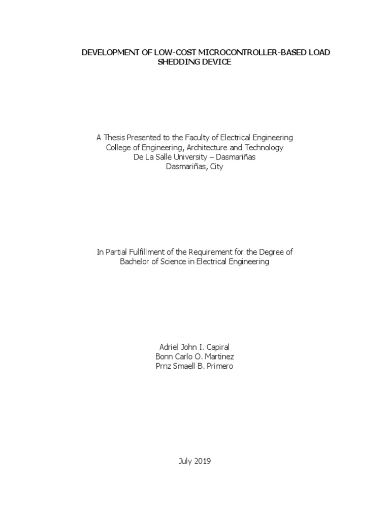 Development Of Low Cost Microcontroller Based Load Shedding Device Pdf Microcontroller