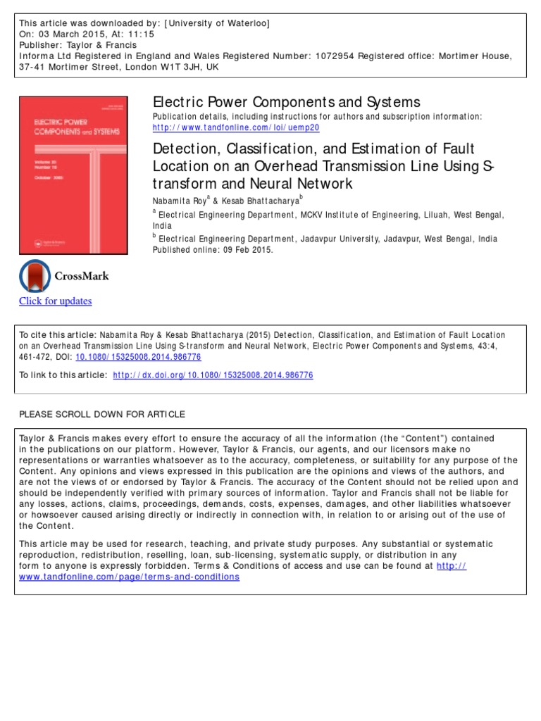 Detection, Classification, and Estimation of Fault Location On An Overhead Transmission Line ...