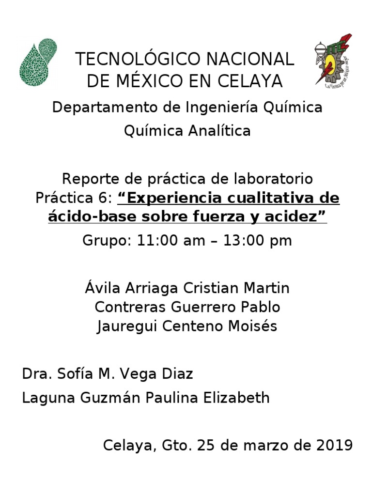 Practica 6 QA CE (15 de 20) | PDF | Constante de disociación ácida | Ácido