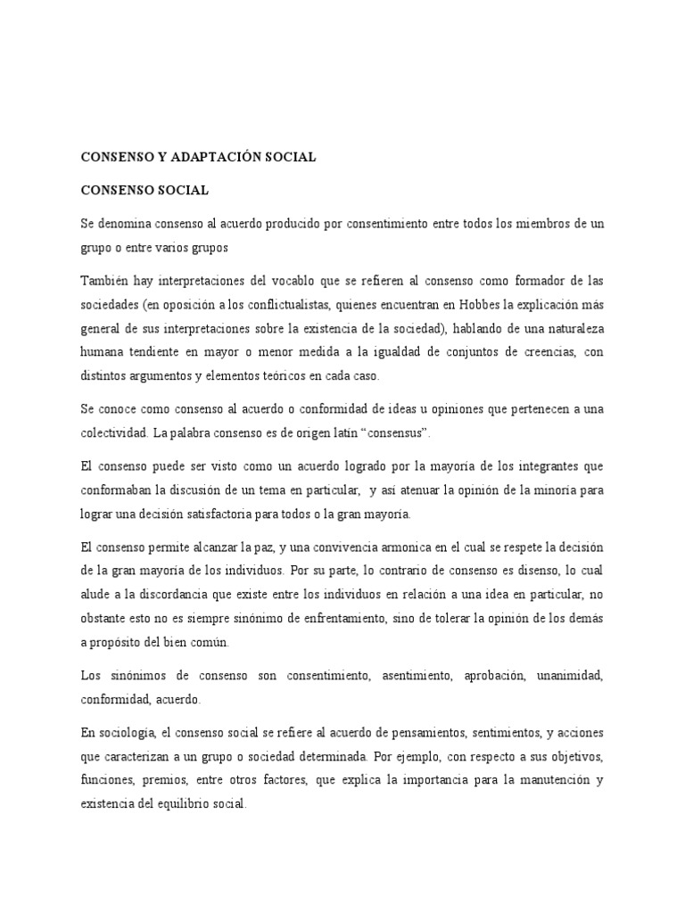 Social Adaptación | PDF | Toma de decisiones por consenso | Sociedad
