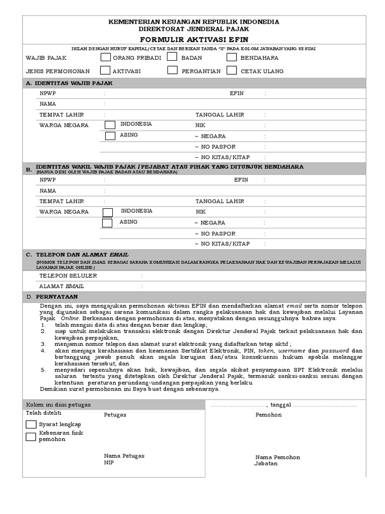 Formulir EFIN 2019 | PDF