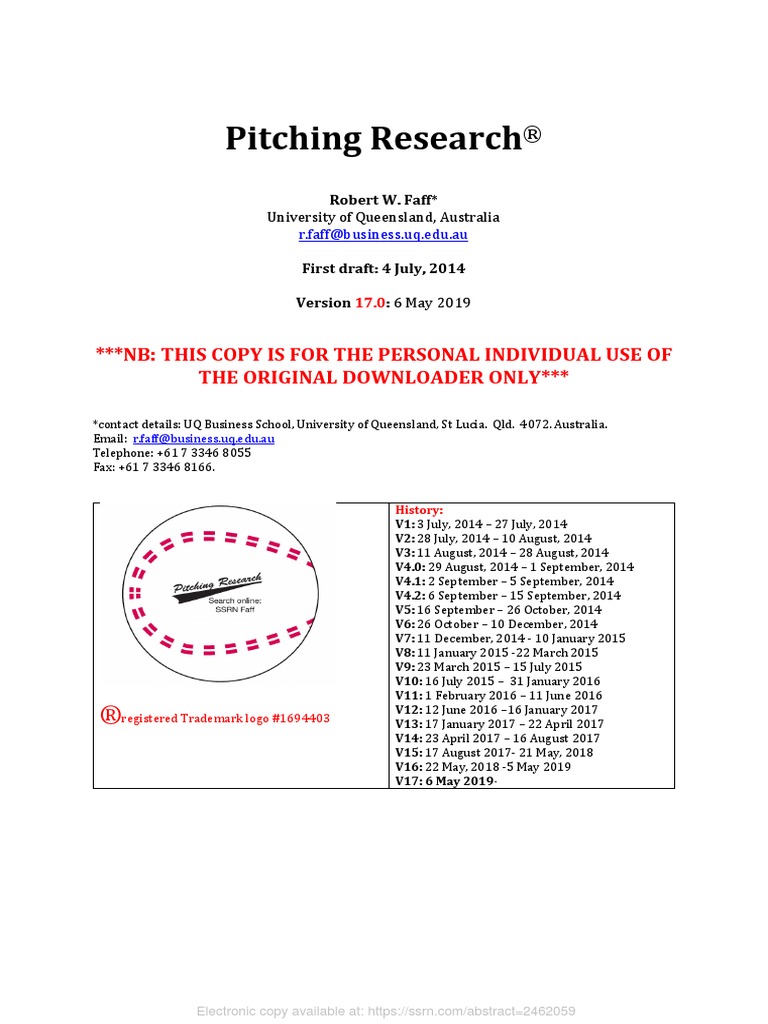 Pitching Research Paper | PDF | Validity (Statistics) | Statistics