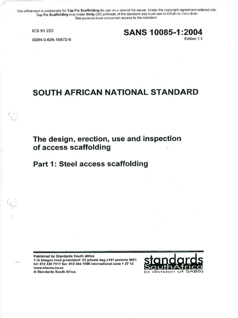 Sans 10085-1 2004 | PDF